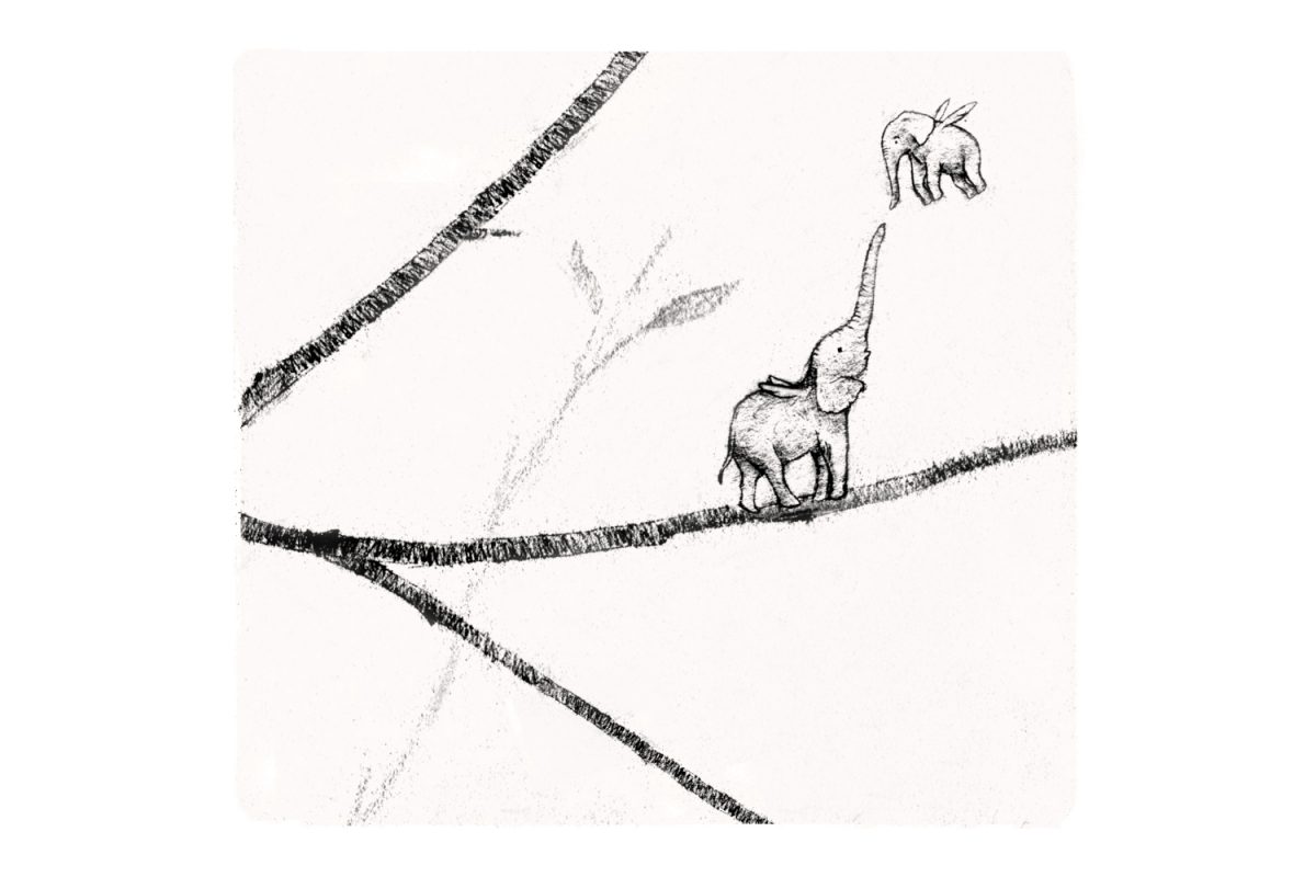 Things With Wings Print – Elephant Bird Mother and Baby – Esther Connon